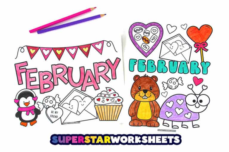 February Coloring Pages (Free Printables) - Superstar Worksheets