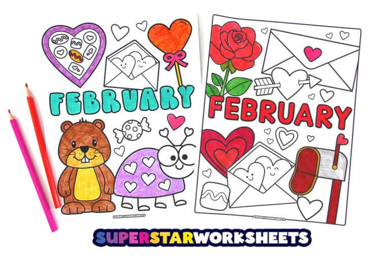 February Coloring Pages (Free Printables) - Superstar Worksheets