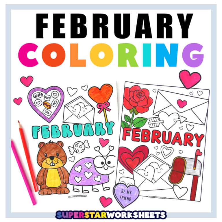 February Coloring Pages (Free Printables) - Superstar Worksheets