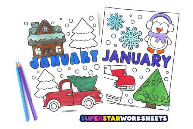 January Coloring Pages (Free Printables) - Superstar Worksheets