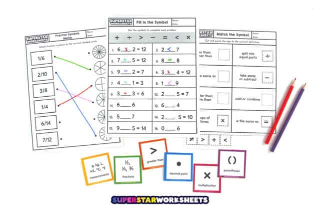 Math Symbols Charts - Superstar Worksheets