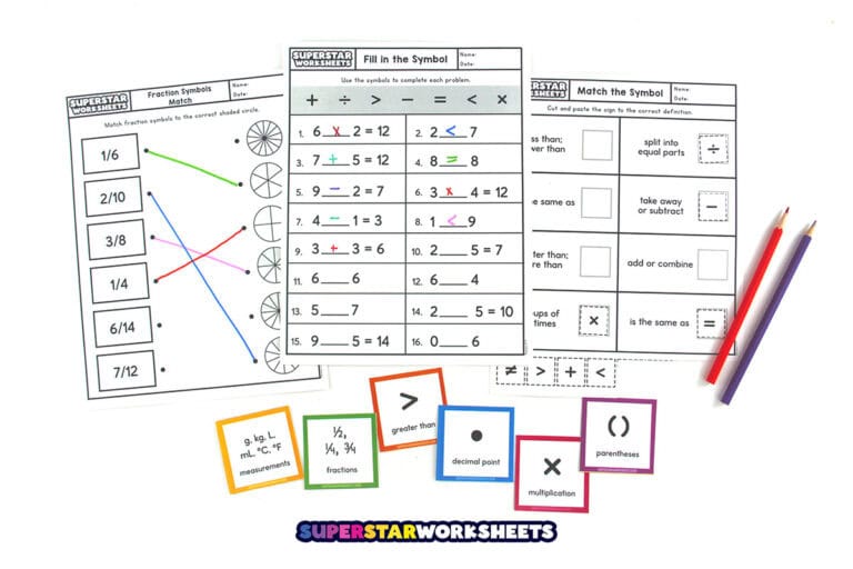 Math Symbols Charts - Superstar Worksheets