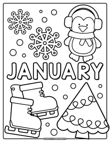 January Coloring Pages (Free Printables) - Superstar Worksheets