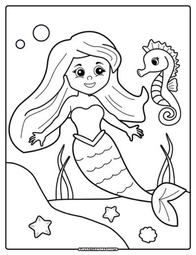 Mermaid Coloring Pages (Free Printables) - Superstar Worksheets