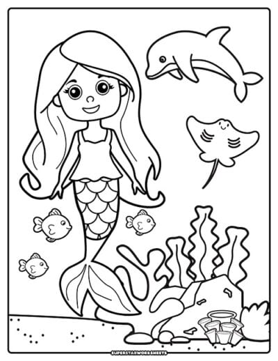 Mermaid Coloring Pages (Free Printables) - Superstar Worksheets