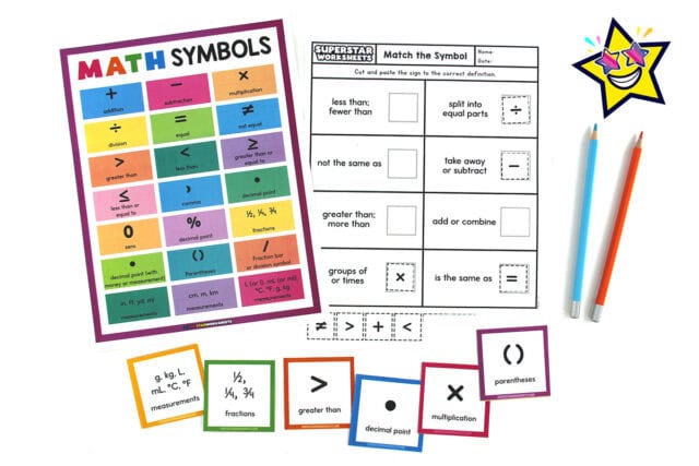 Math Symbols Charts - Superstar Worksheets