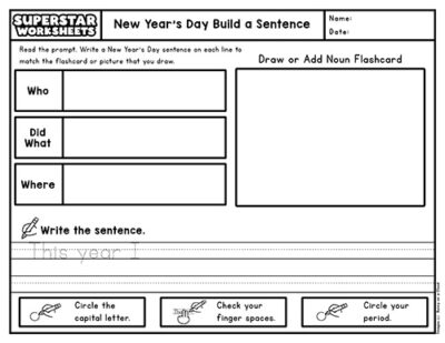 New Year's Day Worksheets (Free Printables) - Superstar Worksheets