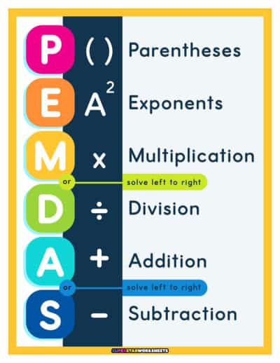 Order of Operations - Superstar Worksheets