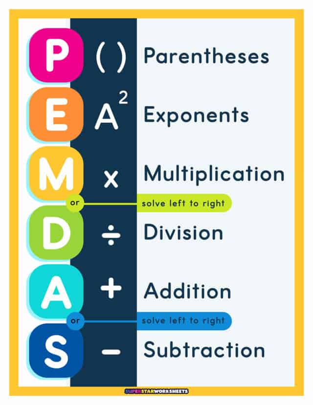 Order of Operations - Superstar Worksheets