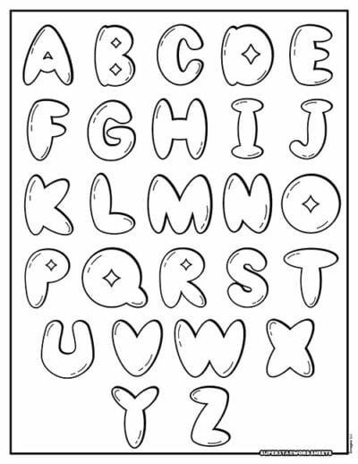 Bubble Letters - Superstar Worksheets