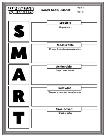 Goal Setting Worksheets - Superstar Worksheets