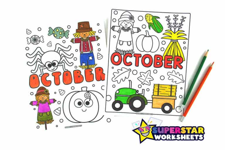 October Coloring Pages (Free Printables) - Superstar Worksheets