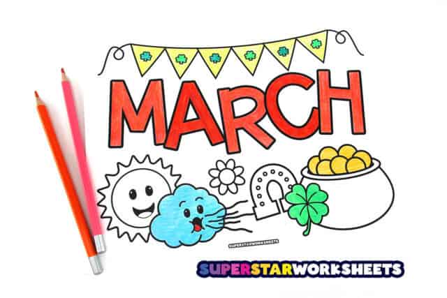 March Coloring Pages (Free Printables) - Superstar Worksheets
