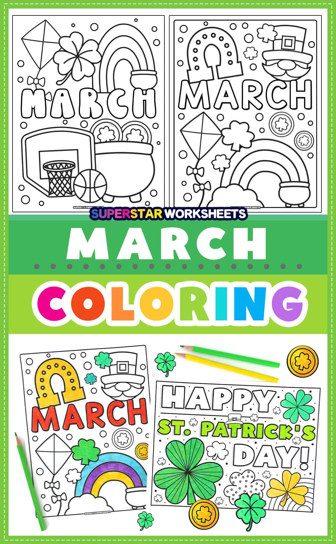 March Coloring Pages (Free Printables) - Superstar Worksheets