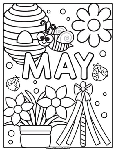 May Coloring Pages (Free Printables) - Superstar Worksheets