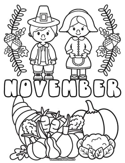 November Coloring Pages (Free Printables) - Superstar Worksheets