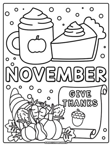 November Coloring Pages (Free Printables) - Superstar Worksheets