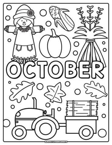 October Coloring Pages (Free Printables) - Superstar Worksheets