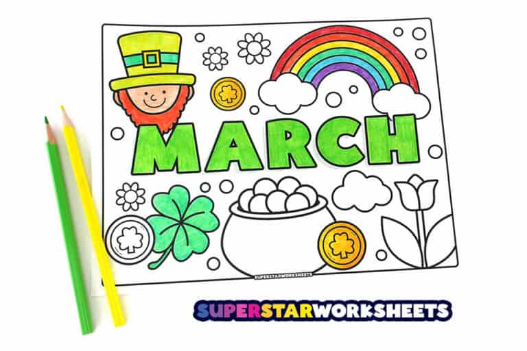 March Coloring Pages (Free Printables) - Superstar Worksheets