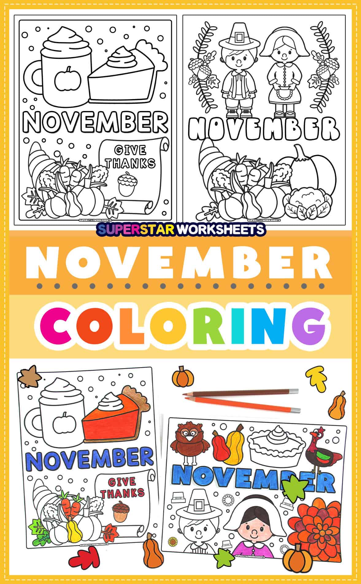 November Coloring Pages (Free Printables) - Superstar Worksheets