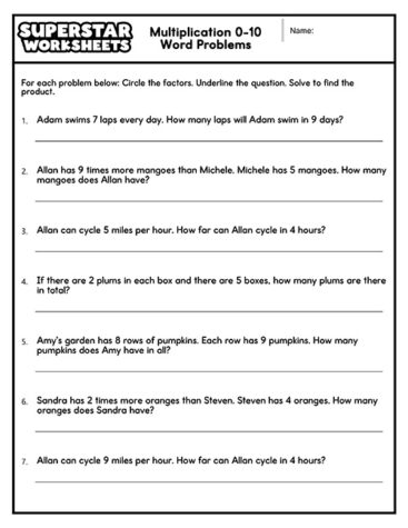 Multiplication Word Problems Worksheets - Superstar Worksheets