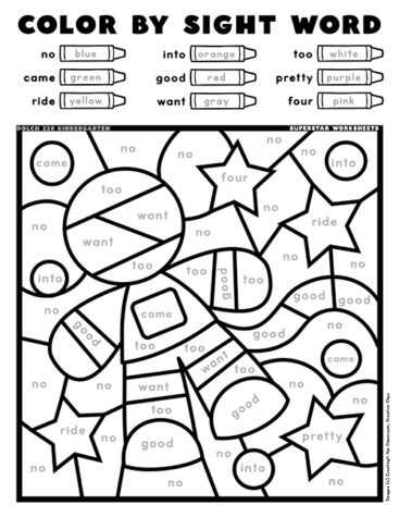 Color by Sight Words - Superstar Worksheets