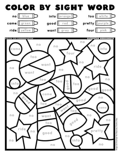 Color by Sight Words - Superstar Worksheets