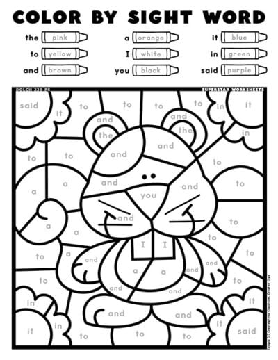 Color by Sight Words - Superstar Worksheets