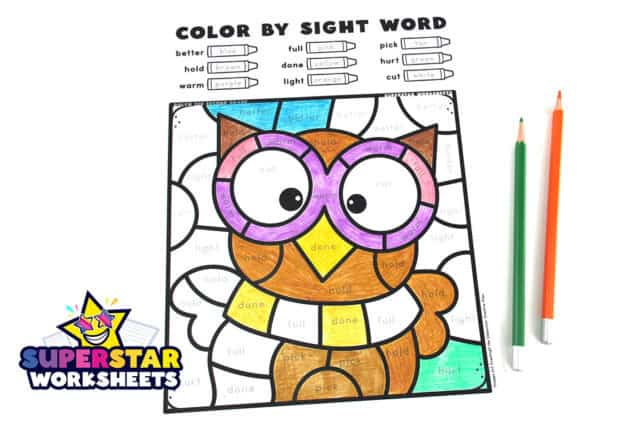 Color by Sight Words - Superstar Worksheets