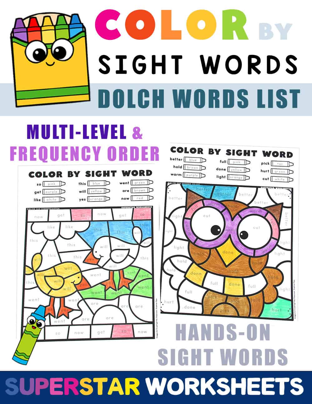 Color by Sight Words - Superstar Worksheets