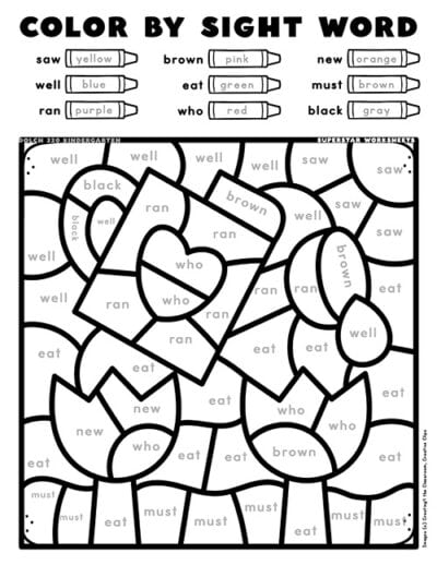 Color by Sight Words - Superstar Worksheets