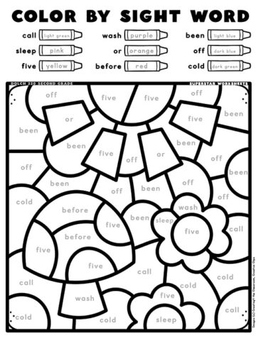 Color by Sight Words - Superstar Worksheets