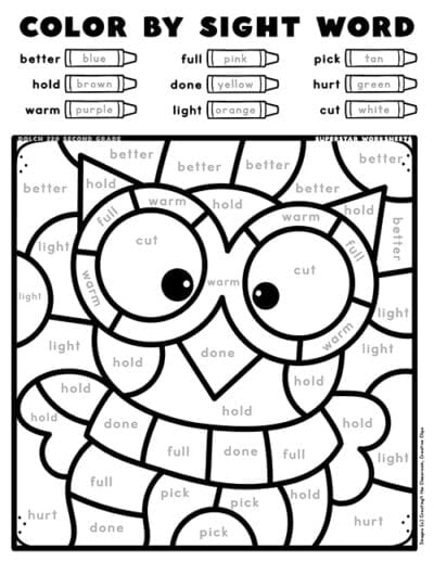 Color by Sight Words - Superstar Worksheets