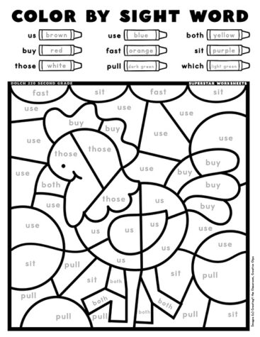 Color by Sight Words - Superstar Worksheets