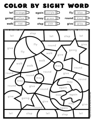 Color by Sight Words - Superstar Worksheets