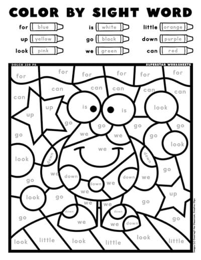 Color by Sight Words - Superstar Worksheets