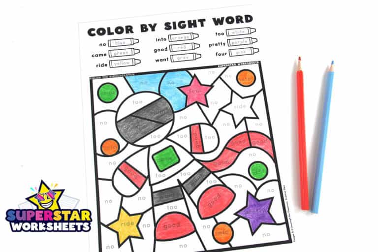 Color by Sight Words - Superstar Worksheets