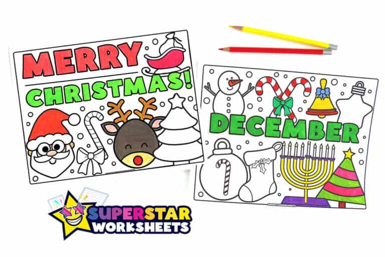 December Coloring Pages (Free Printables) - Superstar Worksheets