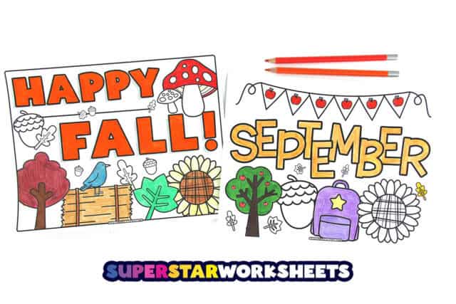 September Coloring Pages (Free Printables) - Superstar Worksheets