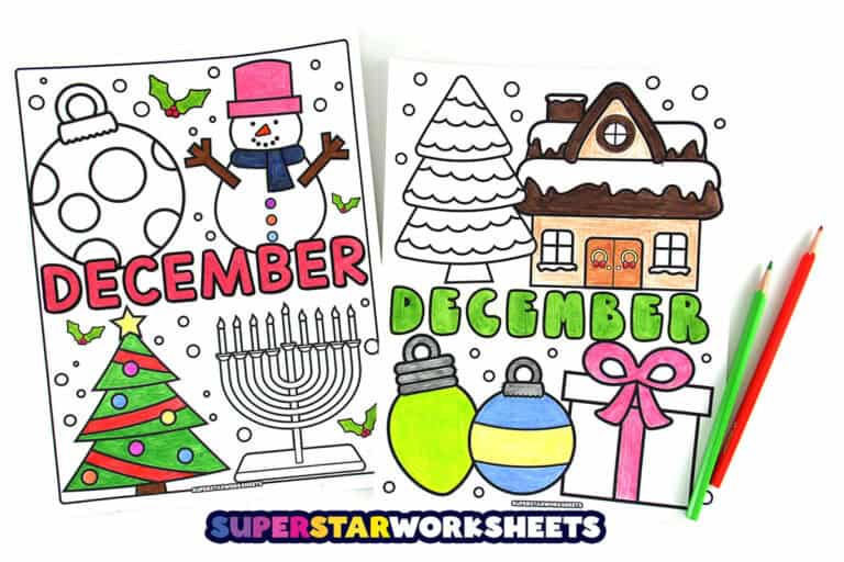 December Coloring Pages (Free Printables) - Superstar Worksheets