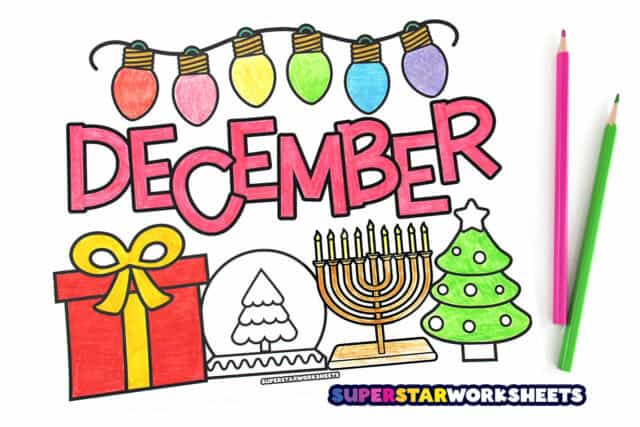 December Coloring Pages (Free Printables) - Superstar Worksheets