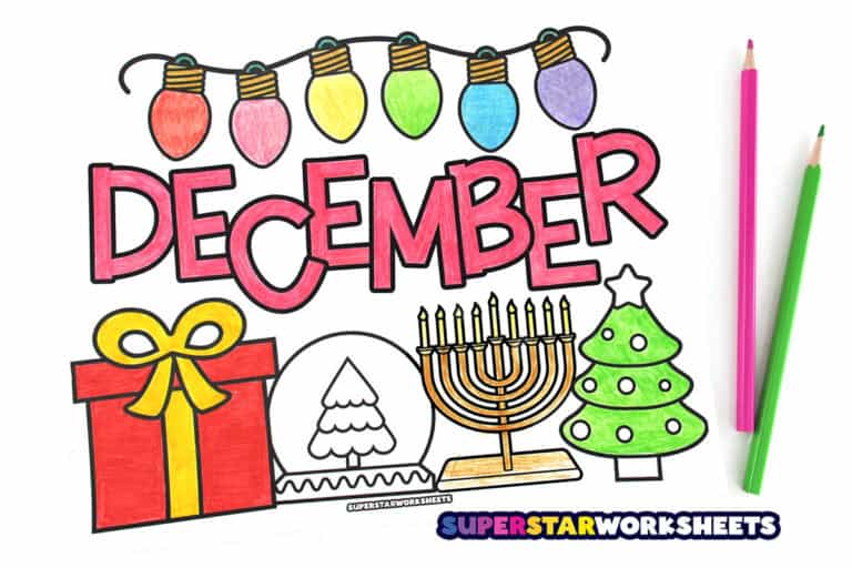 December Coloring Pages (Free Printables) - Superstar Worksheets