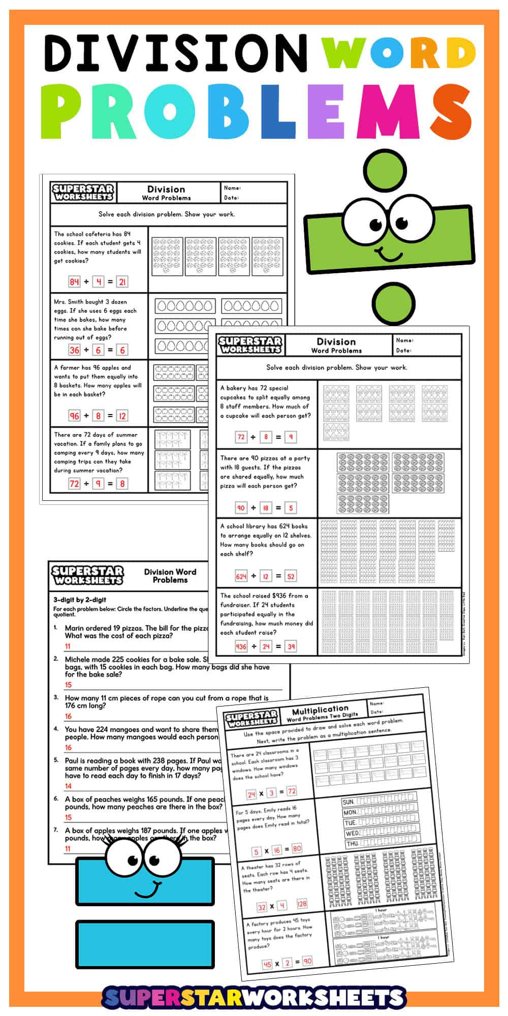 Division Word Problems - Superstar Worksheets