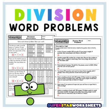 Division Word Problems - Superstar Worksheets