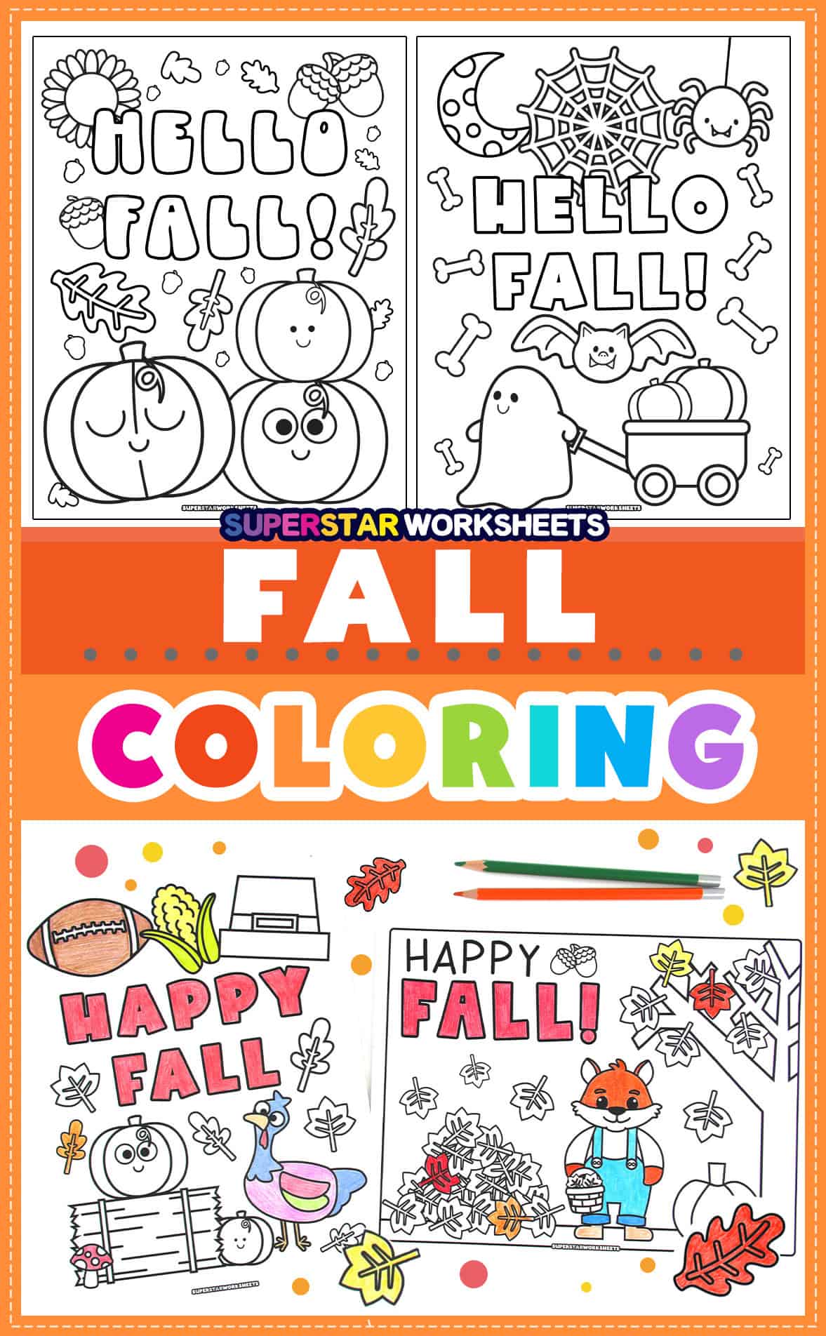 Fall Coloring Pages (Free Printables) - Superstar Worksheets