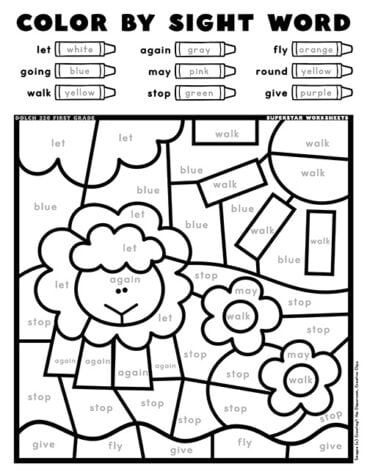 Color by Sight Words - Superstar Worksheets