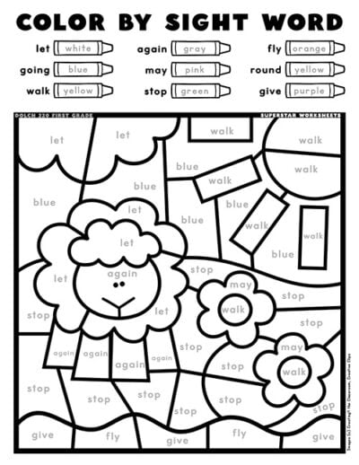 Color by Sight Words - Superstar Worksheets