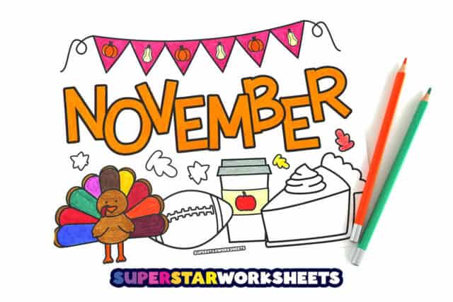 November Coloring Pages (Free Printables) - Superstar Worksheets