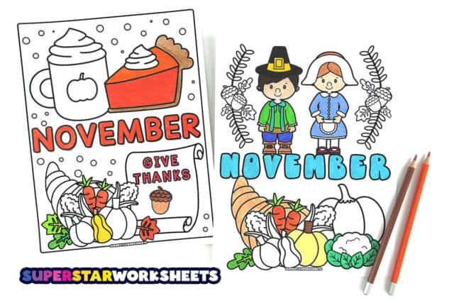November Coloring Pages (Free Printables) - Superstar Worksheets