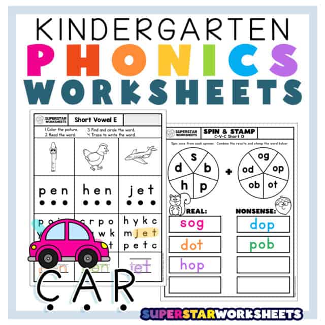 Kindergarten Phonics Worksheets - Superstar Worksheets
